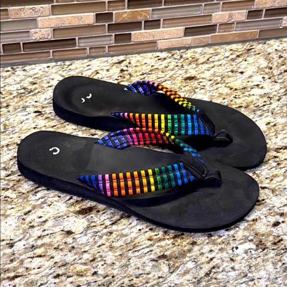 SO | Shoes | So Colorful Striped Flip Flops | Poshmark